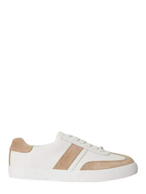 Ralph Lauren Braylee Two-tone Leather & Suede Sneakers - Snow White/tan