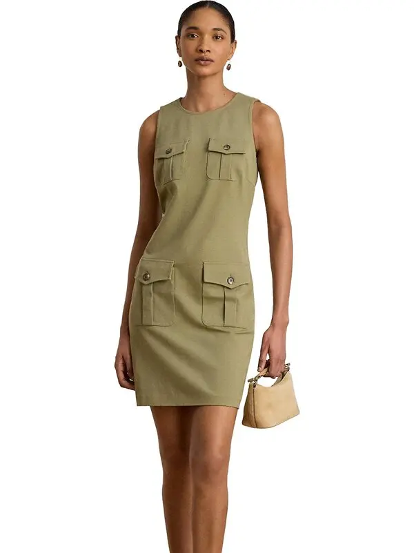 Ralph Lauren Sleeveless Utility Pocket Sheath Dress - Light Agave