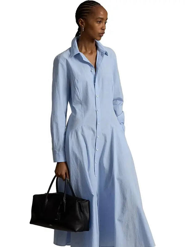 Ralph Lauren Cotton Paneled Shirtdress - Southport Blue