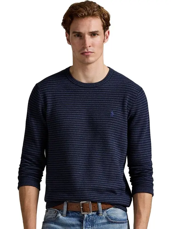 Ralph Lauren Striped Cotton Mesh-knit Sweater - Navy Combo