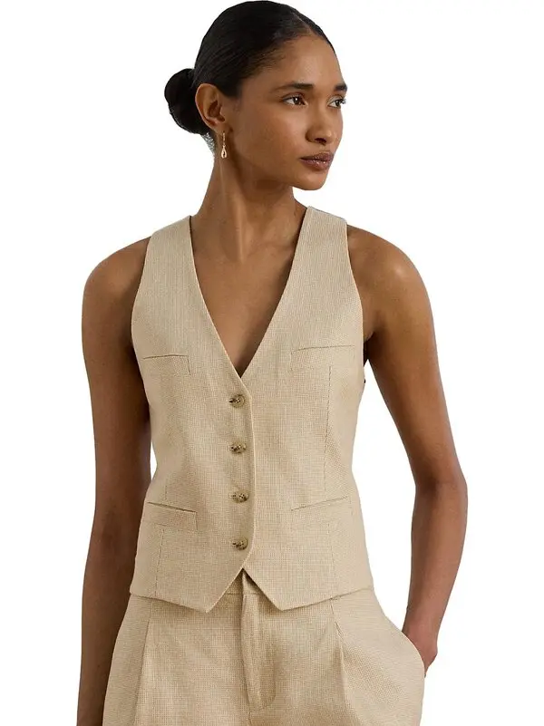 Ralph Lauren Linen-cotton Tweed Vest - Tan/cream Multi