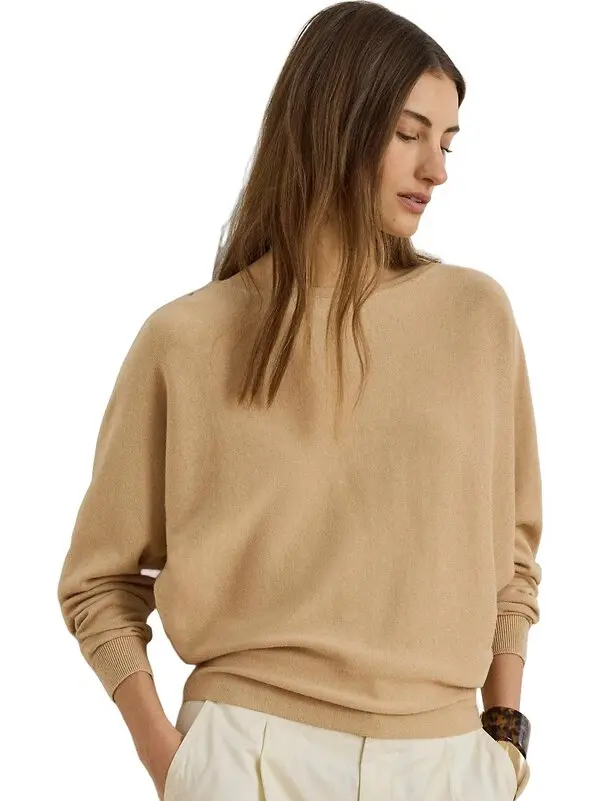 Ralph Lauren Cotton-modal Boatneck Sweater - Ginger Tan