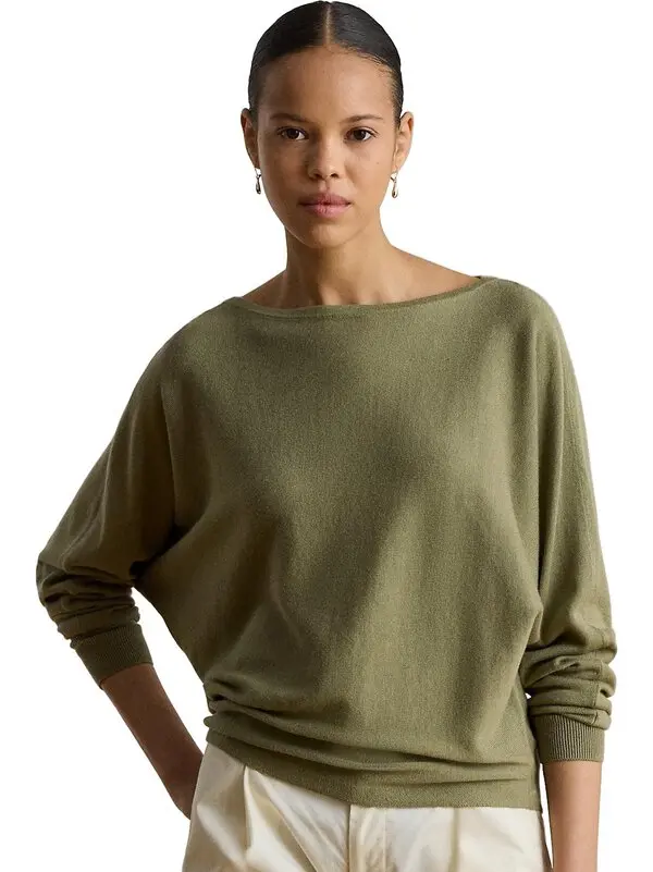 Ralph Lauren Cotton-modal Boatneck Sweater - Light Agave
