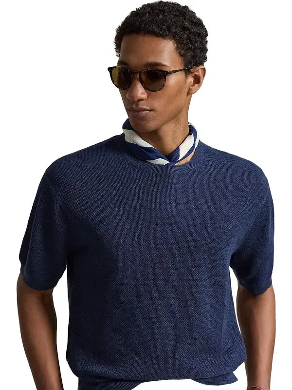 Ralph Lauren Relaxed Fit Linen Short-sleeve Sweater - Newport Navy