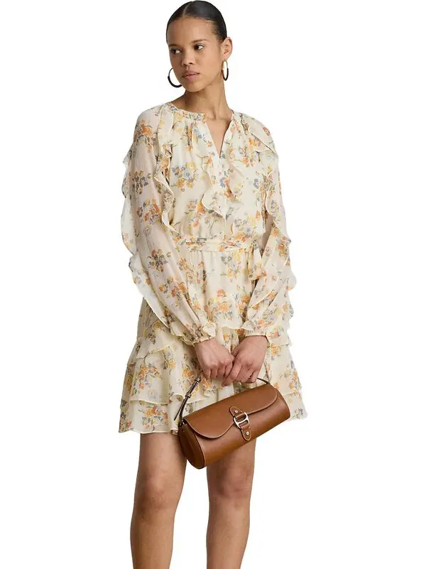Ralph Lauren Floral Ruffle-trim Tiered Dress - Cream Multi
