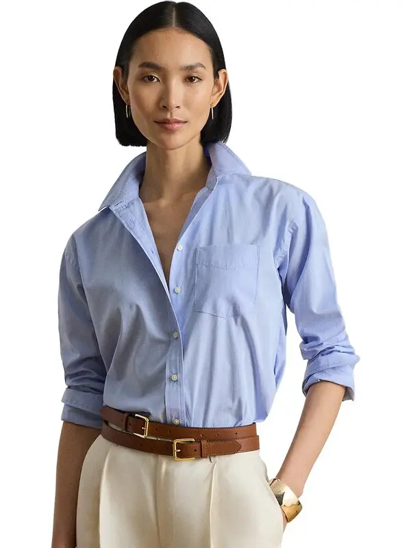 Ralph Lauren Striped Cotton Broadcloth Shirt - Blue/white