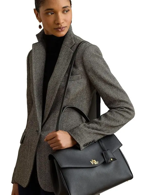 Ralph Lauren Nappa Leather Farrah Soft Satchel - Black