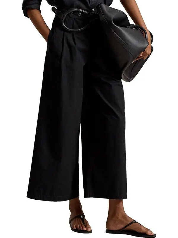 Ralph Lauren Cotton Relaxed Wide-leg Crop Pants - Black