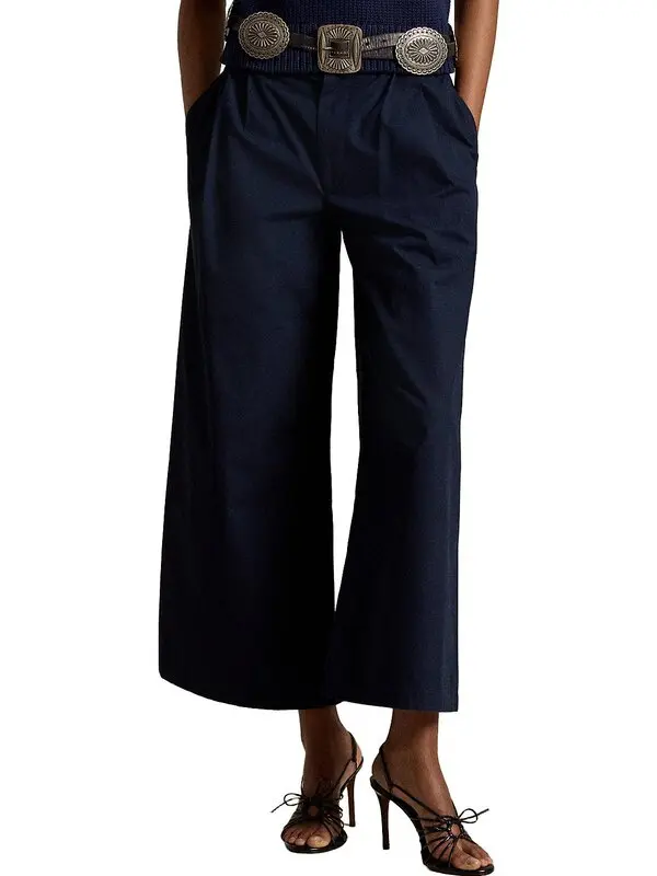 Ralph Lauren Cotton Relaxed Wide-leg Crop Pants - Navy