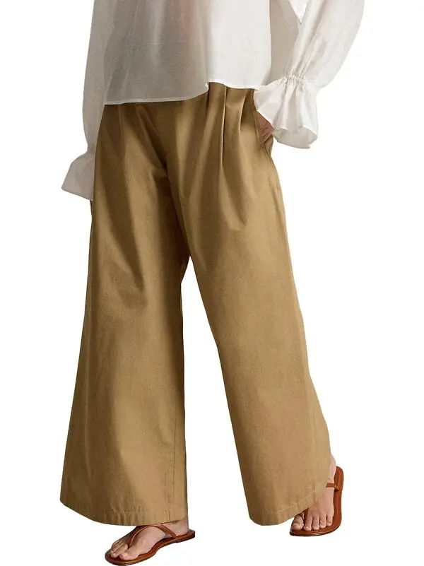 Ralph Lauren Cotton Relaxed Wide-leg Crop Pants - Tan