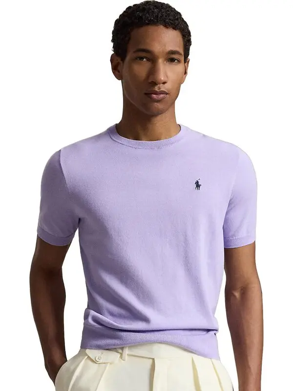 Ralph Lauren Cotton Crewneck Short-sleeve Sweater - Powder Purple