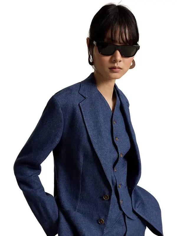 Ralph Lauren Single-breasted Linen-cotton Blazer - Blue Melange