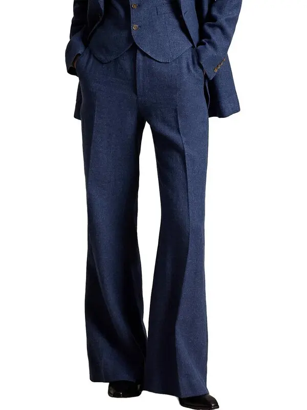 Ralph Lauren Beaton Linen-cotton Flared Pant - Blue Melange