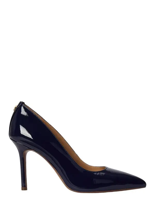 Ralph Lauren Lindella Ii Crinkle Patent Leather Pointed Toe Pumps - Refined Navy