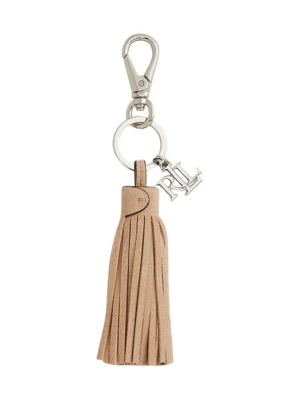 Ralph Lauren Suede Tassel Charm With Lrl Logo Embellishment - Tan
