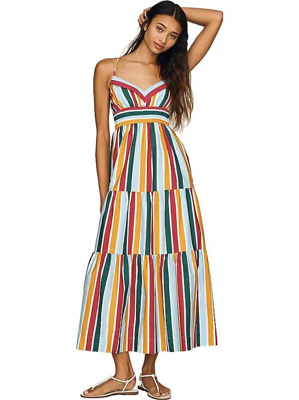 Anthropologie Somerset Tiered Maxi Dress - Multi Stripe