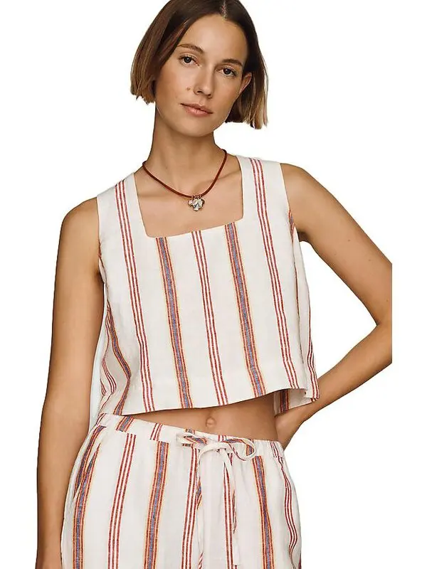 Rails Akira Linen Tank Top - Red Stripe