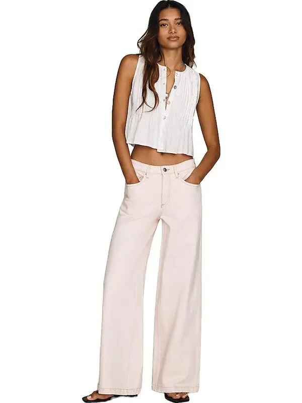 SEVENTY + MOCHI Bay Mid-rise Wide-leg Jeans - Blush