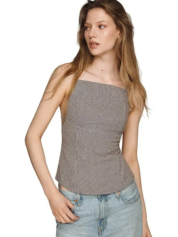 Astr The Label Nora Apron Top Linen/lyocell Blend - Brown Gingham