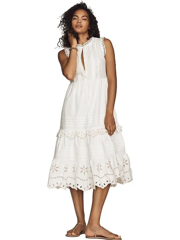 Rails Aubrie Cotton Ruffle Midi Dress - White