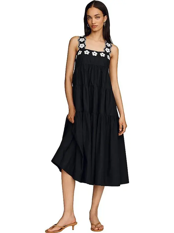 Anthropologie The Helena Embroidered Dress - Black Combo