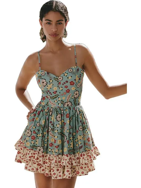 Agua Bendita Isadora Mini Dress - Green Floral