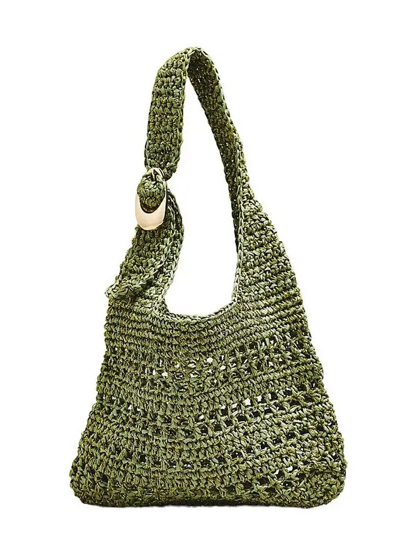 Anthropologie Nikki Raffia Buckle Bag - Green