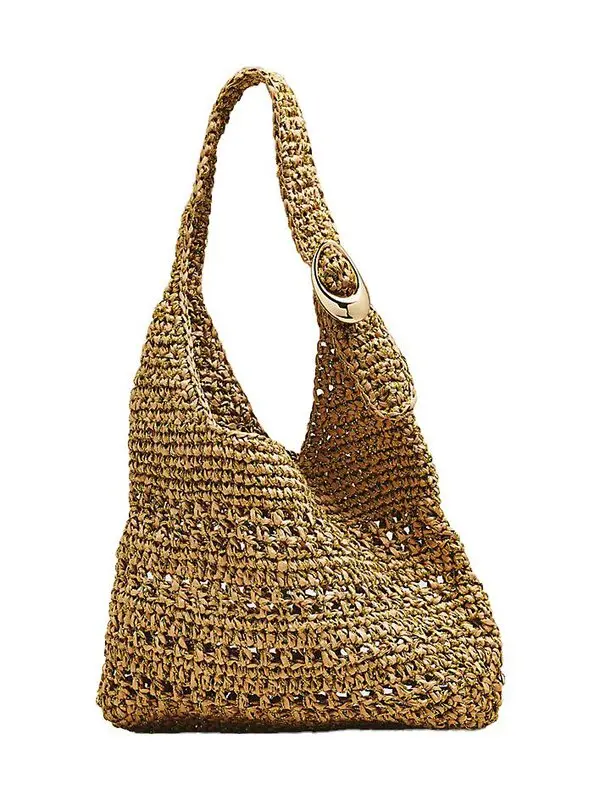 Anthropologie Nikki Raffia Buckle Bag - Natural