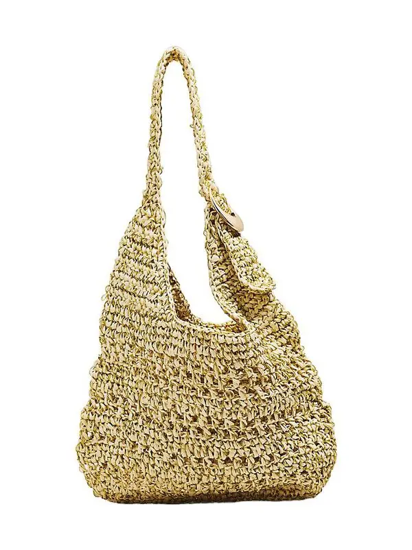 Anthropologie Nikki Raffia Buckle Bag - White