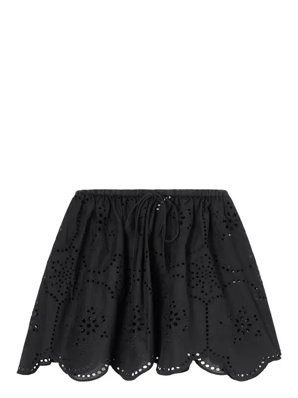 Matteau Scalloped Broderie Anglaise Cotton Mini Skirt - Black