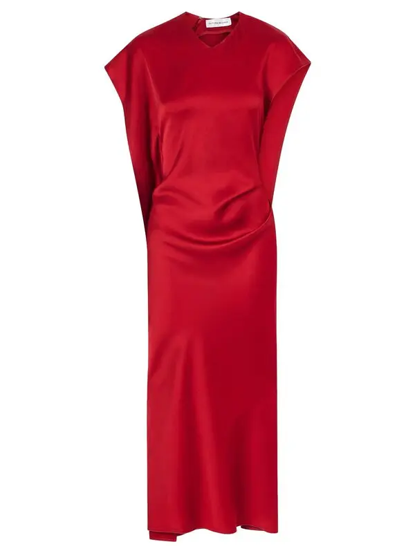 Victoria Beckham Satin Midi Dress - Red