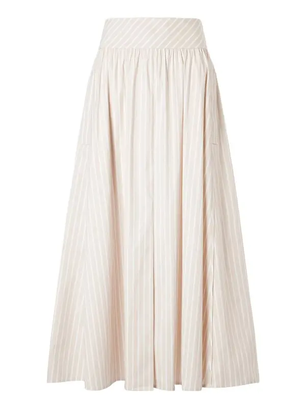 Theory Striped Cotton-blend Maxi Skirt - Neutrals