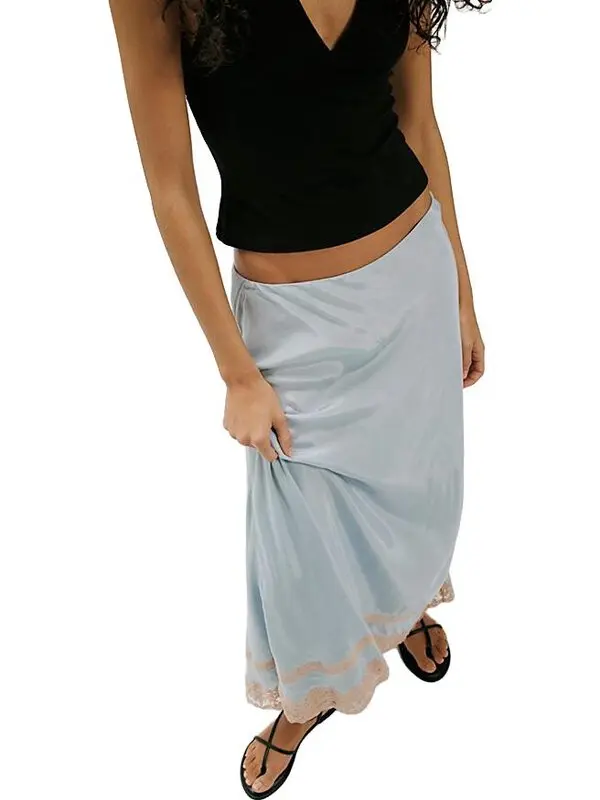 Rixo Maxi Skirt With Lace Trim - Bluebell