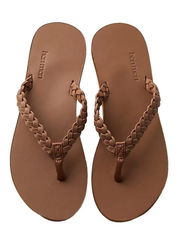HARI MARI Braided Leather Flip Flops - Cinnamon