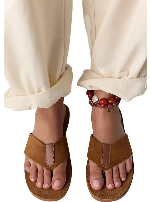 Free People Niko Suede Thong Sandals - Brown