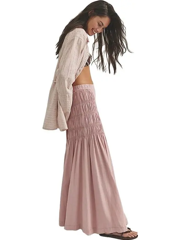Free People Swept Off Solid Wide Leg Pants - Mauve Zephyr