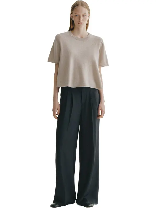 LISA YANG Liru Cashmere Peplum T-shirt - Sand