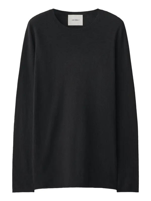 LISA YANG The Maurie Fine Knit Cotton Cashmere Sweater - Noir