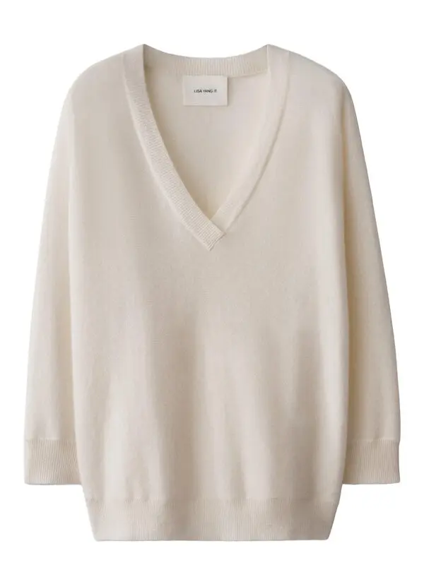 LISA YANG The Kenny Cashmere V-neck Sweater - Cream