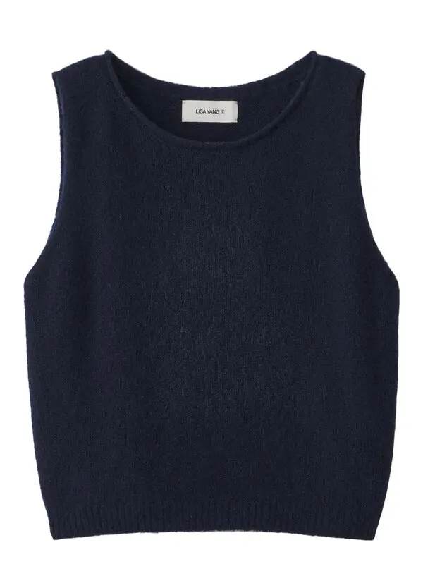 LISA YANG The Devine Vest In Silk Cashmere - Navy