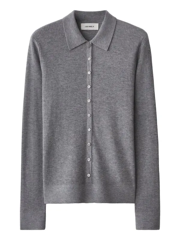 LISA YANG Agata Ribbed Cashmere Cardigan - Mist