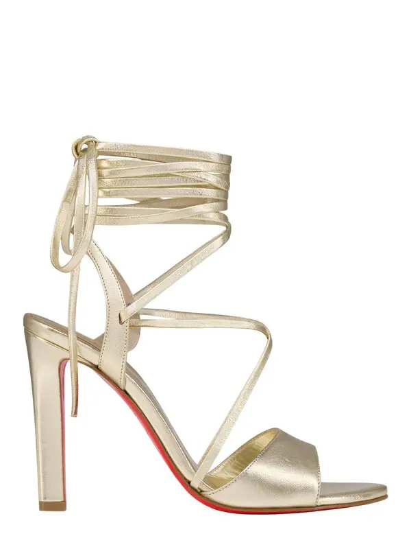 CHRISTIAN LOUBOUTIN Fanny Randa Metallic Lace-up Block Heel Sandals - Gold