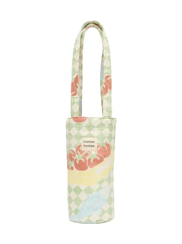 DAMSON MADDER Quilted Wine Bag With Kitchen Print - Yellow/green