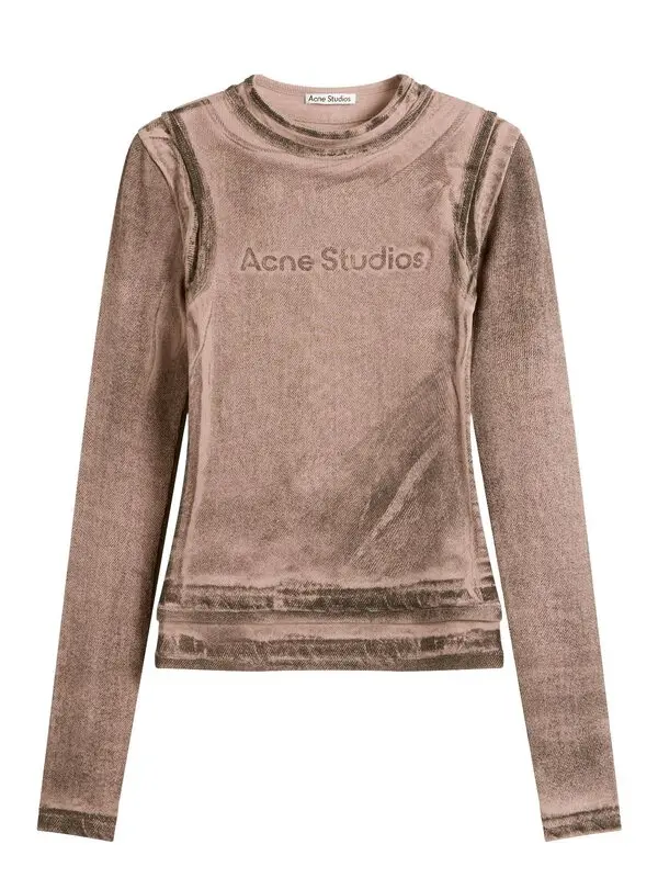 Acne Studios Elga Print Long Sleeve Top - Pumpkin Orange