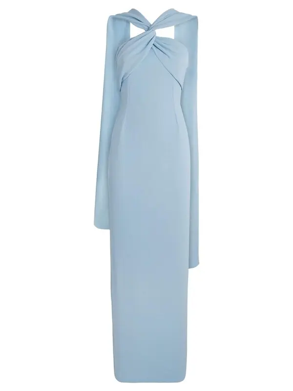 Solace London Crepe Twisted Gown - Blue
