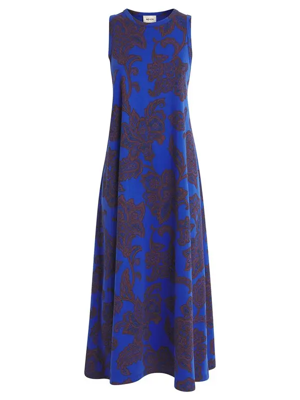ME+EM Organic Cotton Floral Maxi Dress - Blue