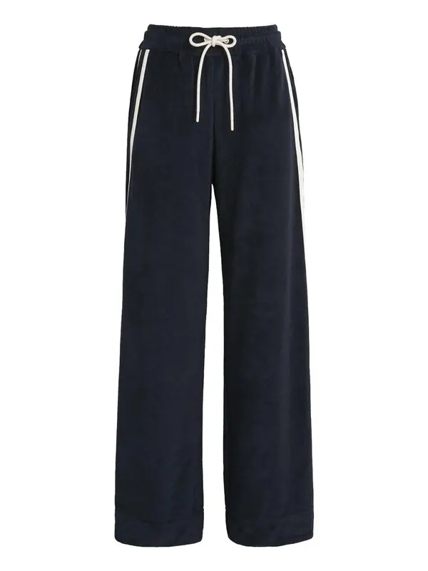 ME+EM Towelling Stripe Wide Leg Sweatpants - Navy