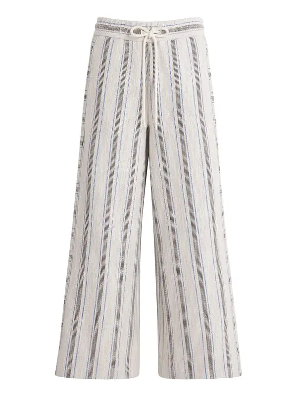 ME+EM Striped Cropped Wide-leg Trousers - White