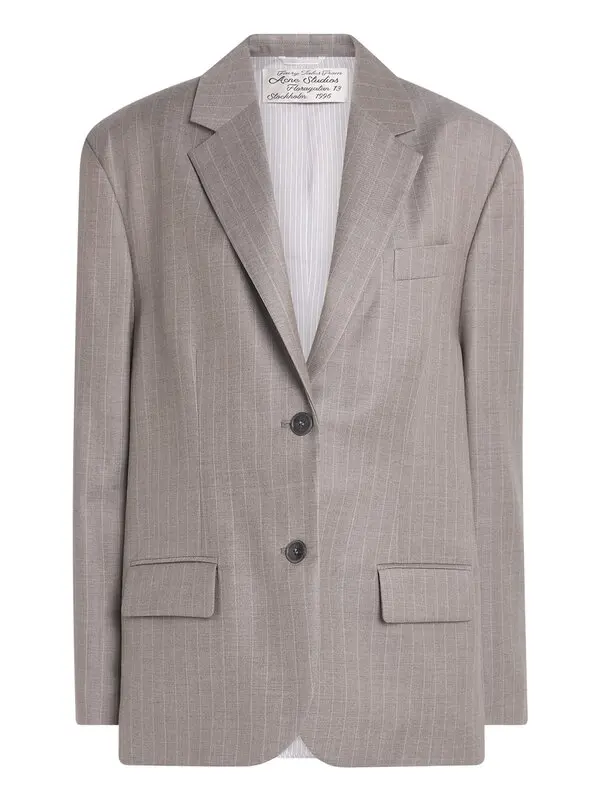 Acne Studios Pinstripe Wool Blazer With Layered Shirt Detail - Grey