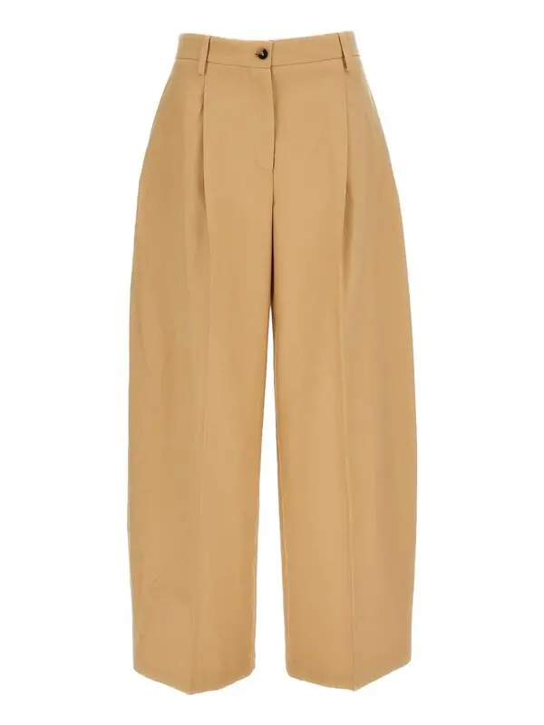 Alberto Biani Cotton Pleated Trousers - Beige